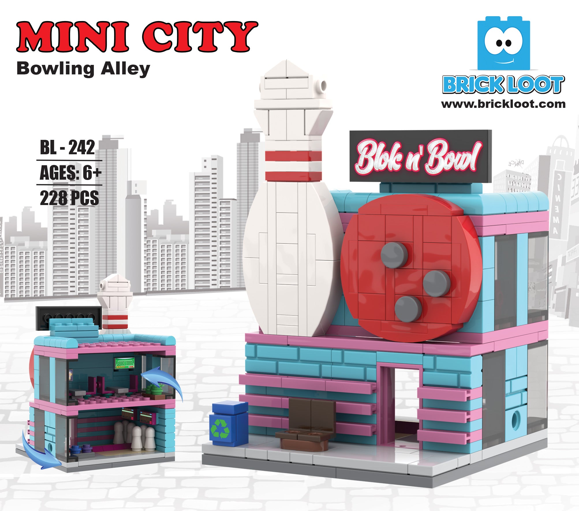 Mini City - Blok n' Bowl Bowling Alley – Brick Loot
