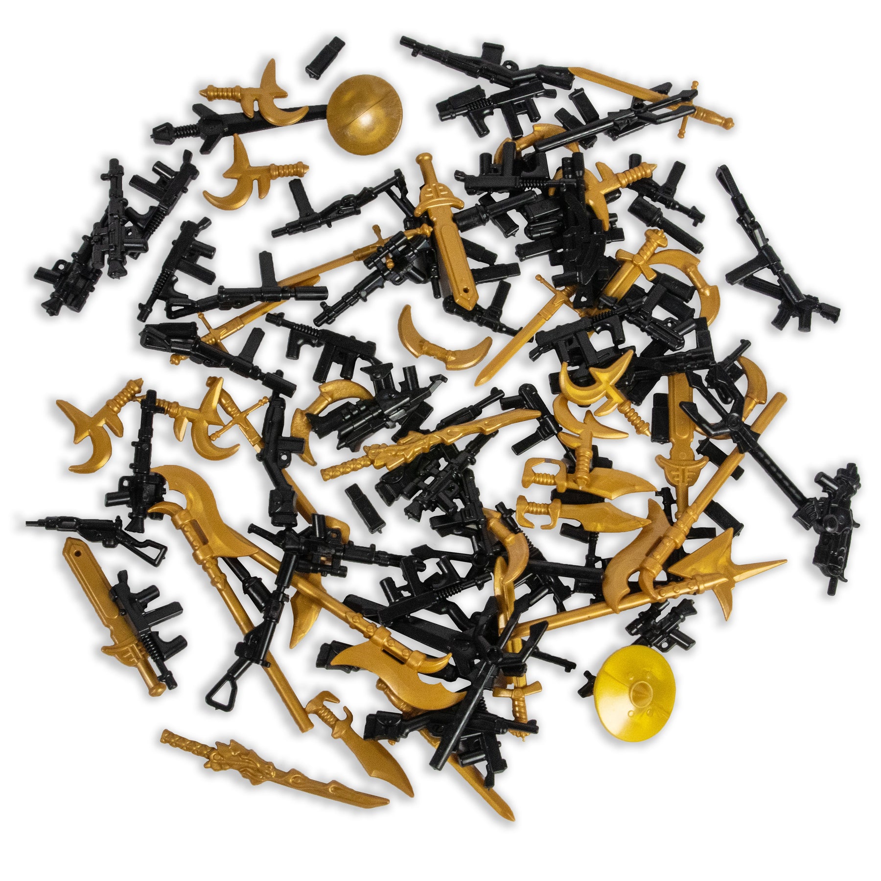 GOLD MEGA Pack- 90 Minifigure-scale Weapons and Accessories LEGO Compatible