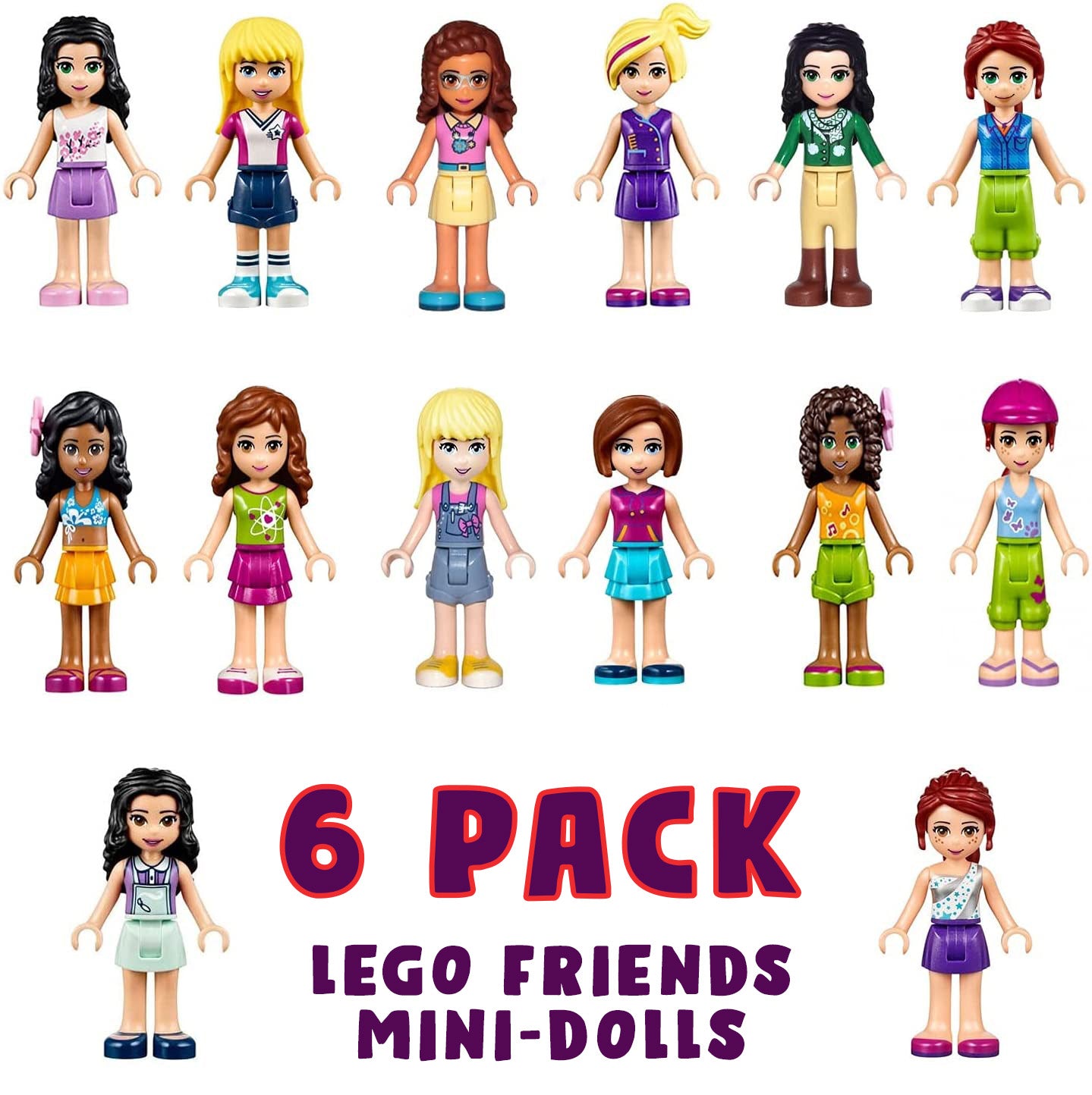 6 PACK of NEW LEGO Friends Minifigures mini figs - Random! Our choice ...