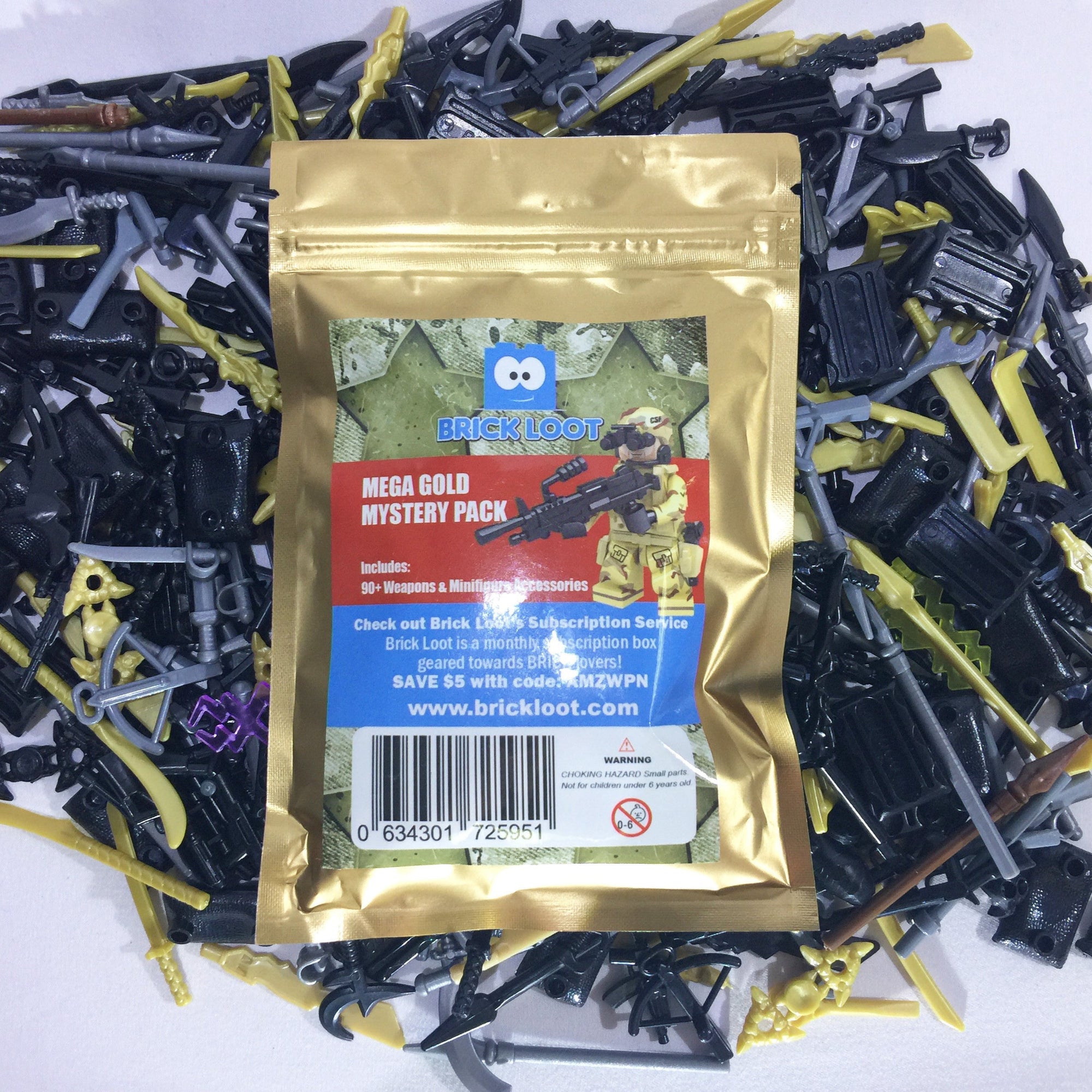 GOLD MEGA Pack- 90 Minifigure-scale Weapons and Accessories LEGO Compatible